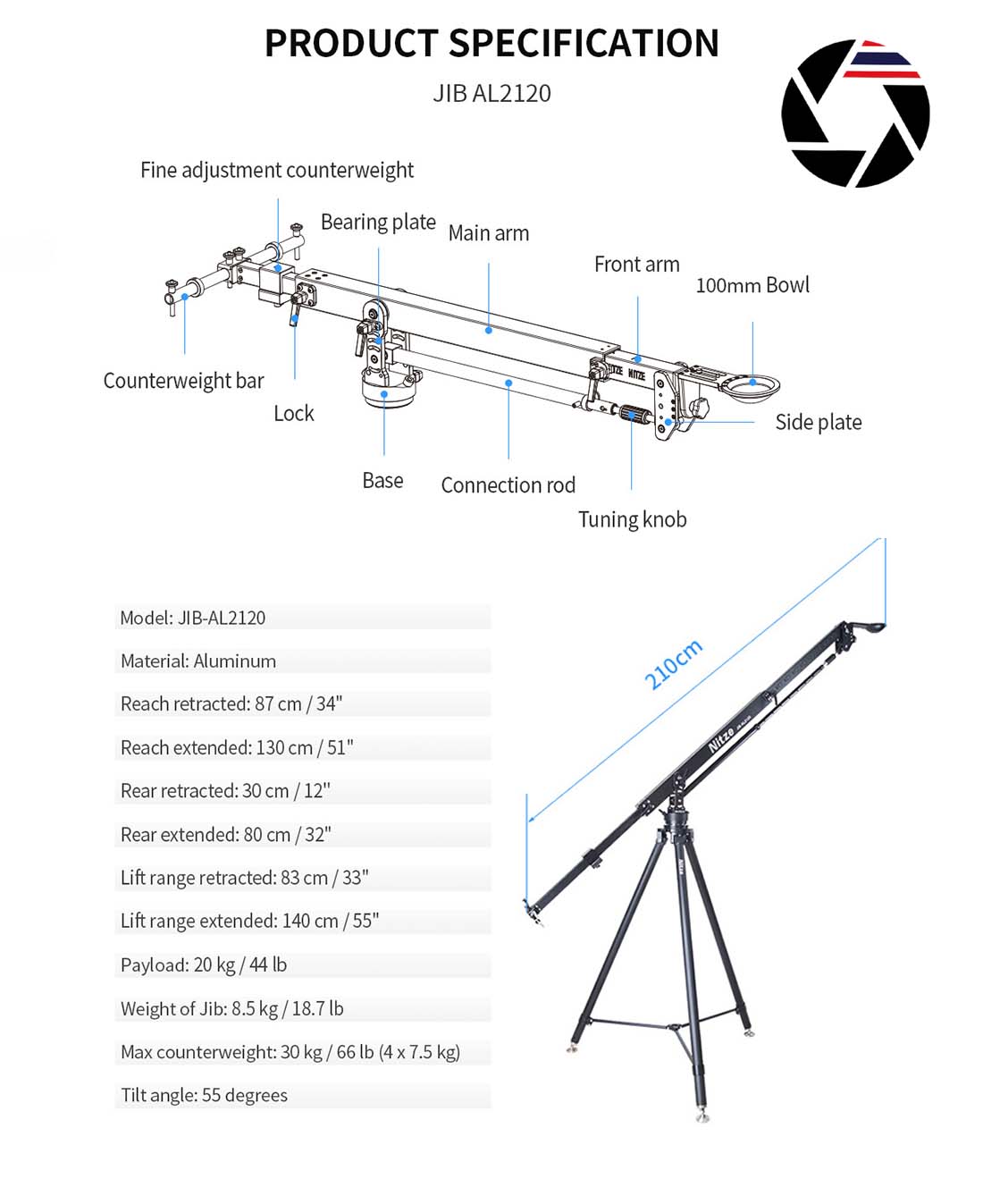 Mini Jib NITZE AL2120 – Rental | We are Filmmakers
